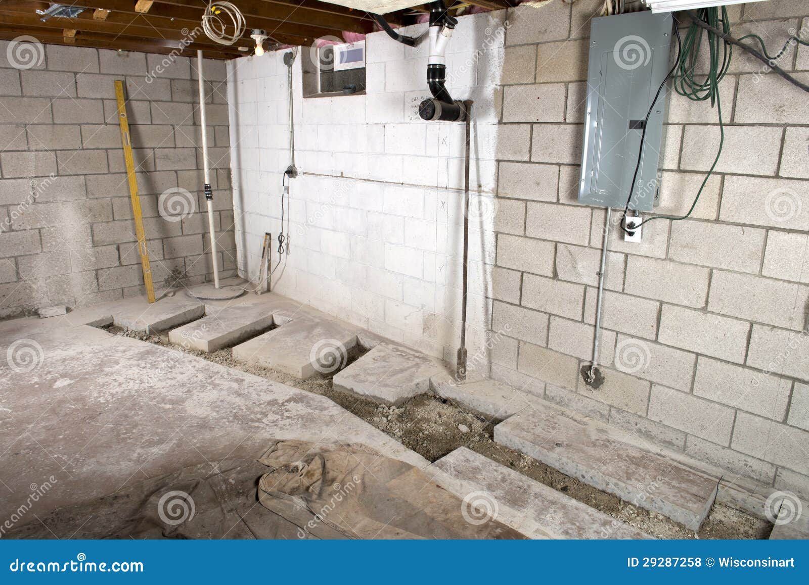 Home Improvement Basement Remodeling, Plumbing Stock Photo - Image of ...