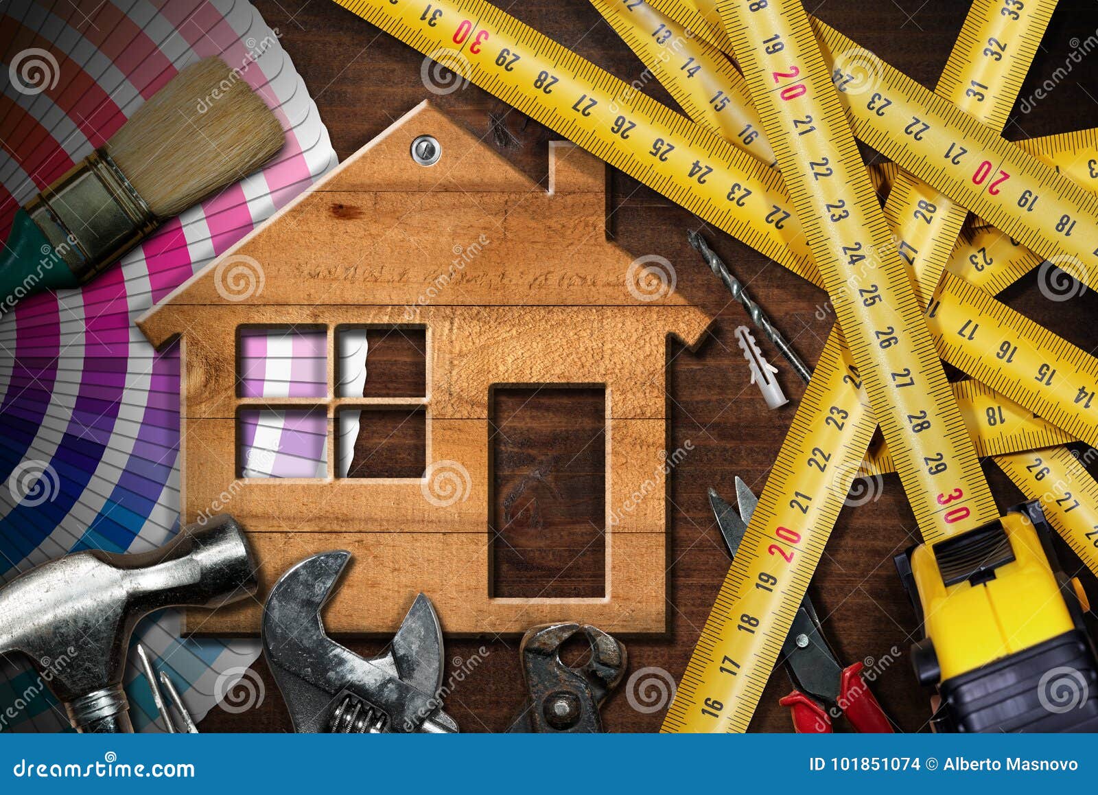 Home Improvement Concept - Work Tools and House Stock Photo - Image of ...