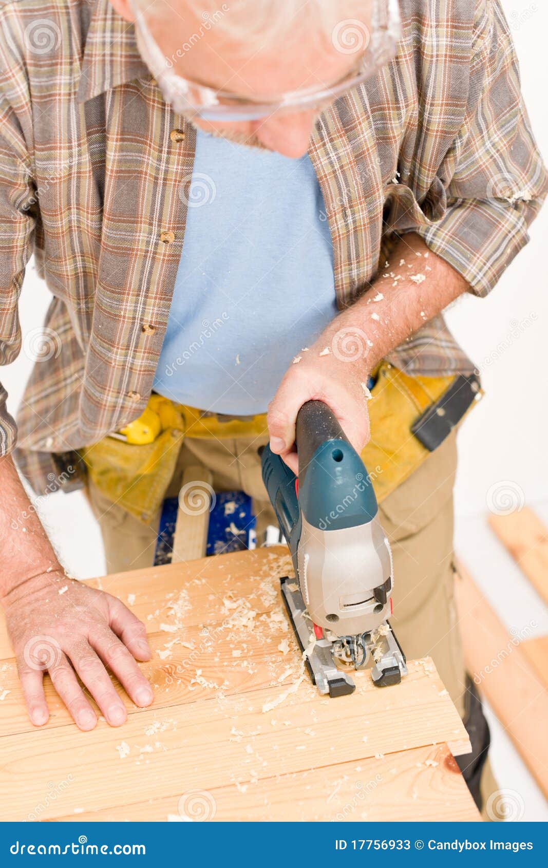 Home Improvement - Handyman Cut Wood with Jigsaw Stock Image - Image of ...
