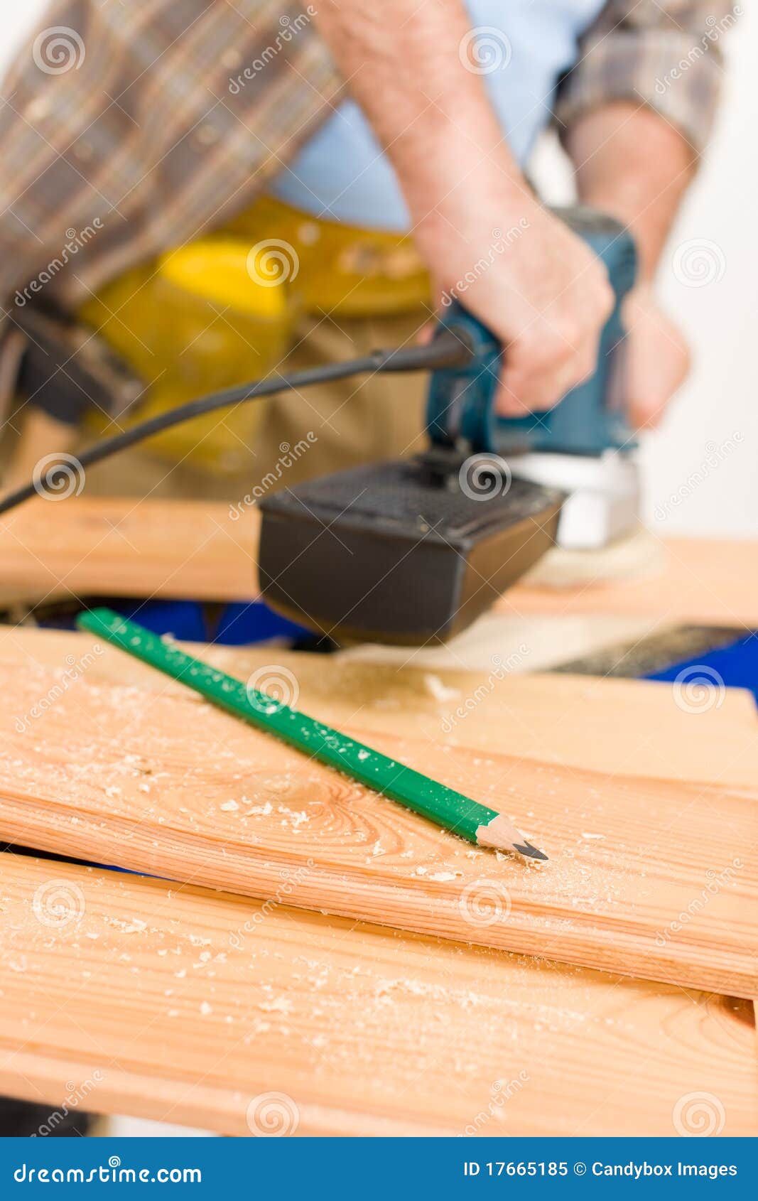 Home Improvement - Handyman Sanding Wooden Floor Stock Image - Image of ...