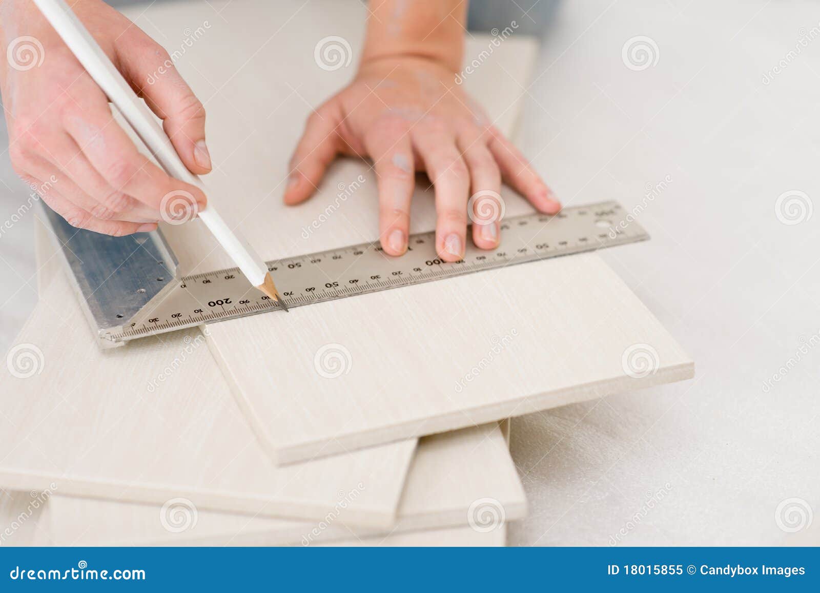 Home Improvement - Handywoman Measuring Tile Stock Image - Image of ...