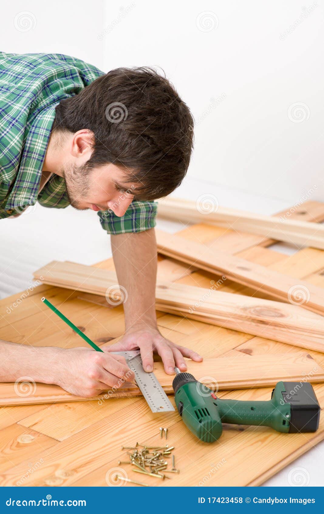 Home Improvement - Man Installing Wooden Floor Stock Photo - Image of ...
