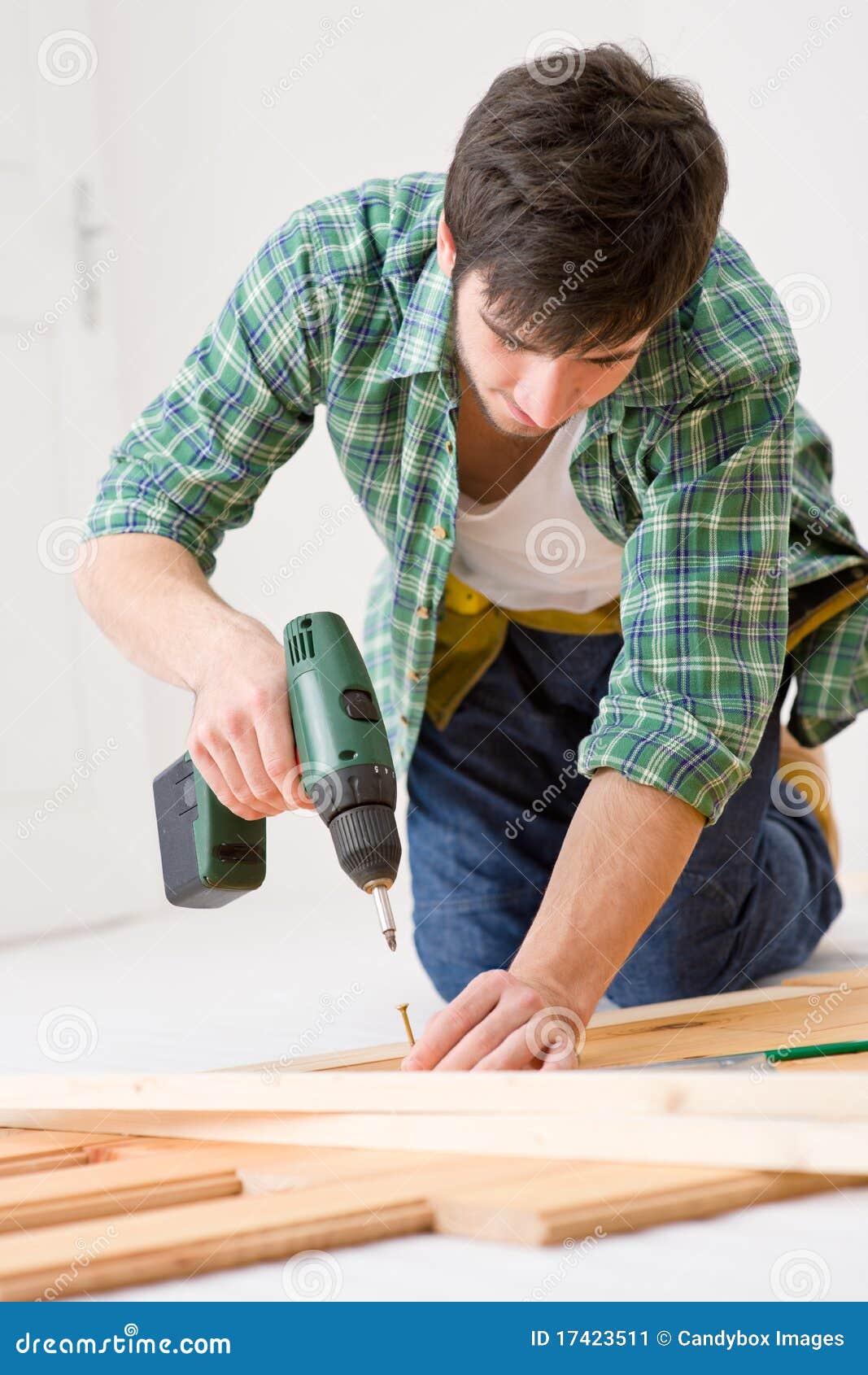 Home Improvement - Man Installing Wooden Floor Stock Image - Image of ...