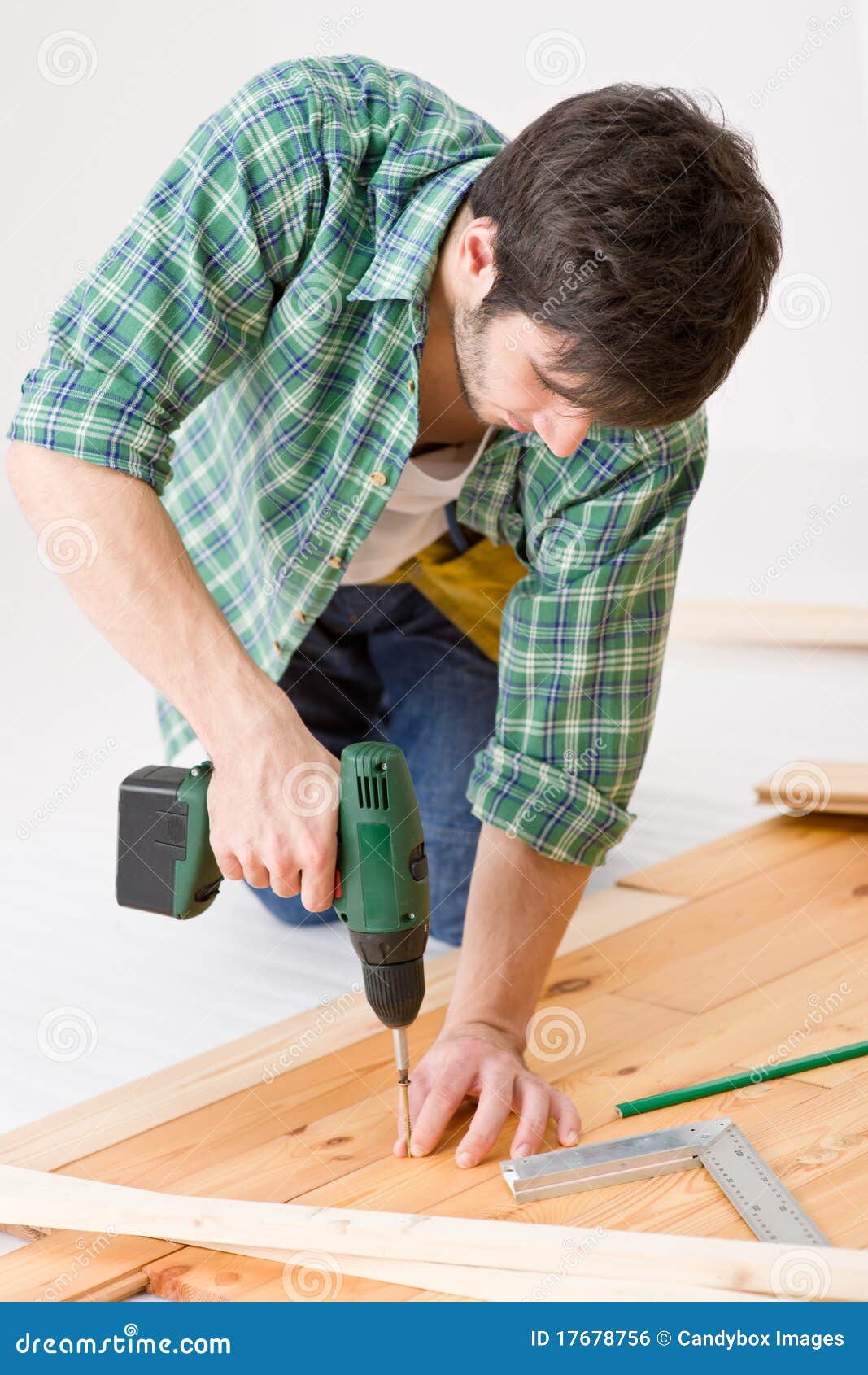 Home Improvement - Man Installing Wooden Floor Stock Photo - Image of ...