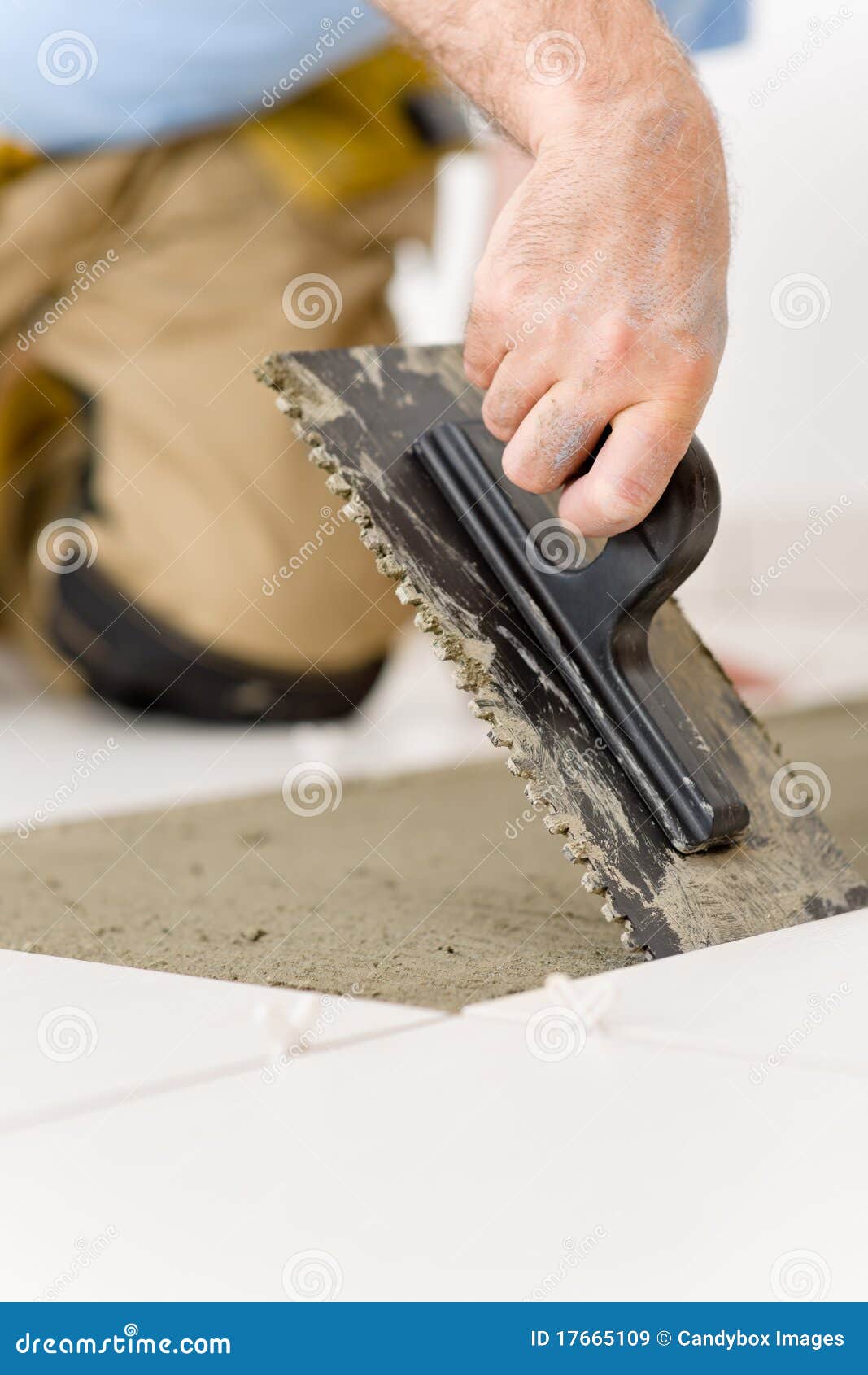 Home Improvement, Renovation - Man Laying Tile Stock Image - Image of ...