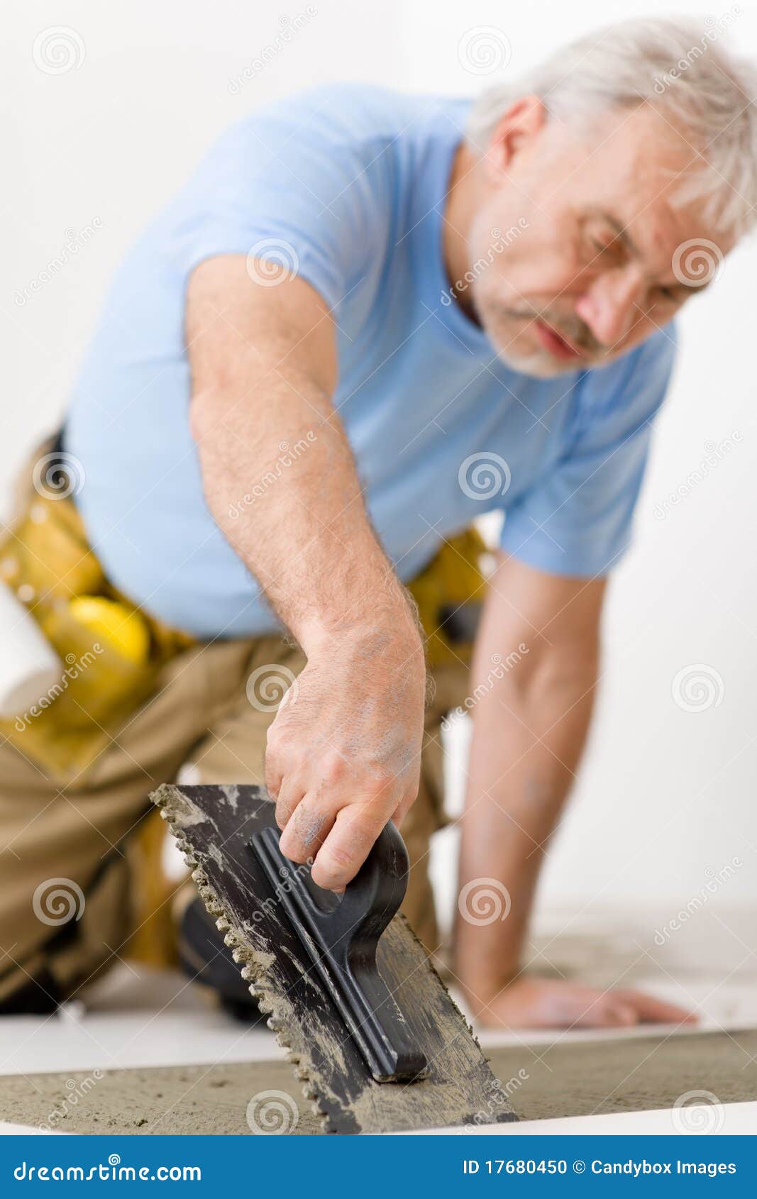 Home Improvement, Renovation - Man Laying Tile Stock Photo - Image of ...