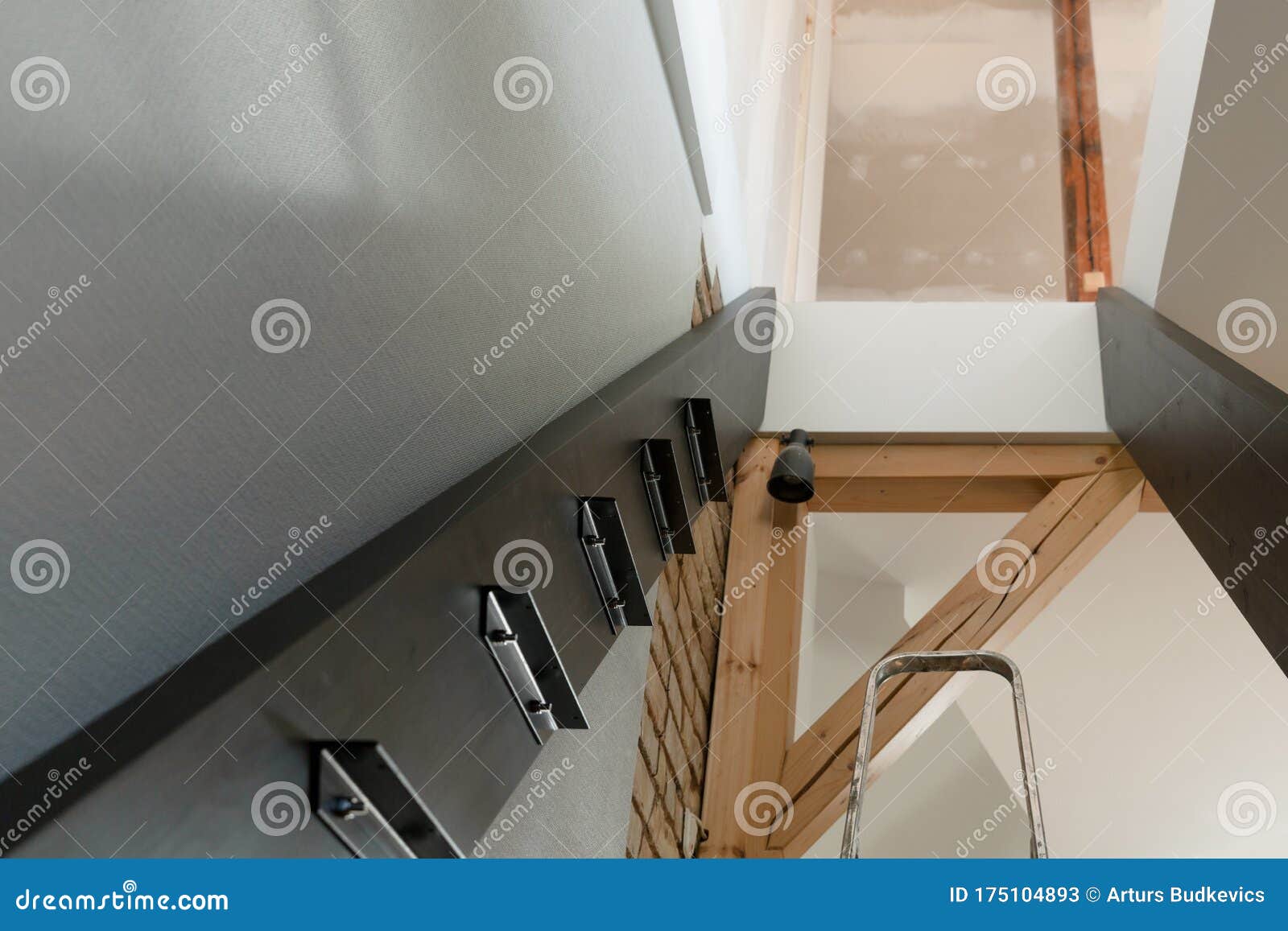 Home Improvement Staircase Building in Progress in a Natural Light ...