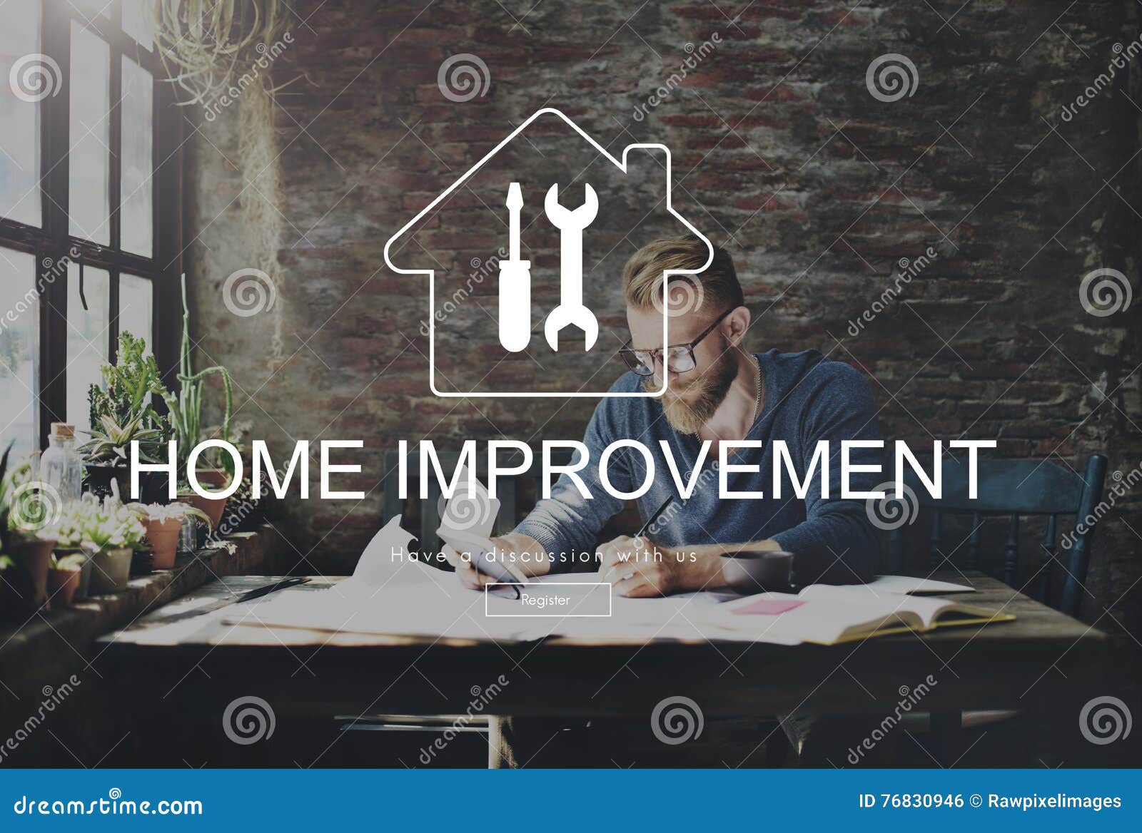 Home Improvement Website Register Button Concept Stock Photo - Image of ...