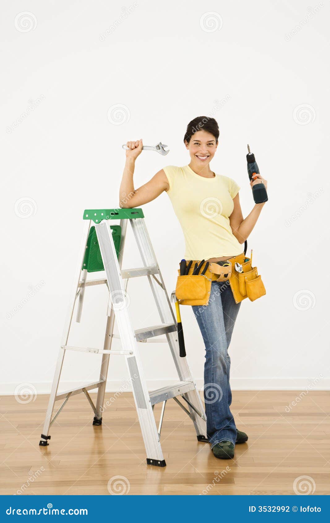 Home improvement woman. stock photo. Image of drilling - 3532992