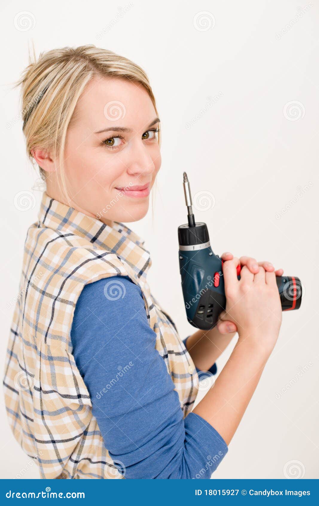 Home Improvement - Woman with Battery Screwdriver Stock Image - Image ...