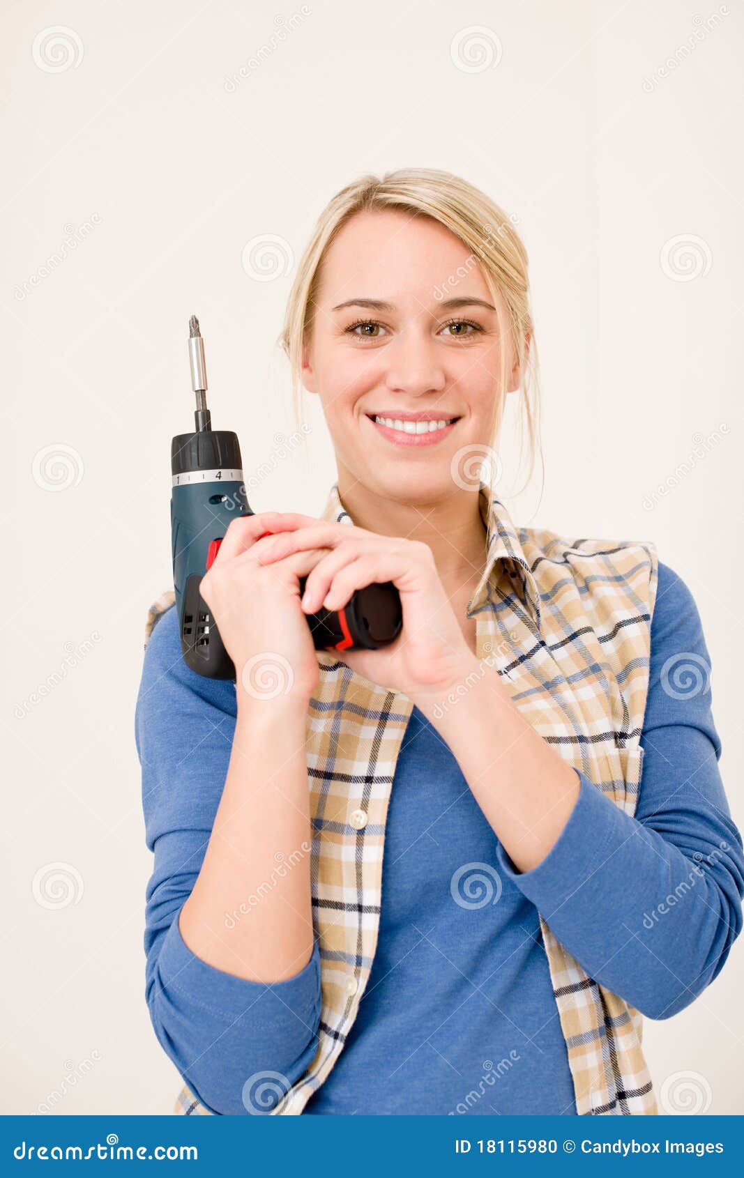 Home Improvement - Woman with Battery Screwdriver Stock Photo - Image ...
