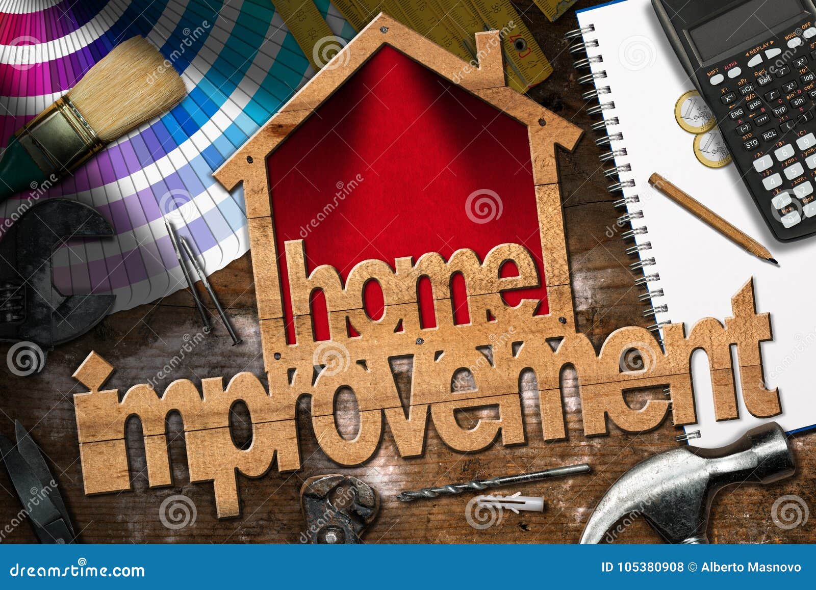 Home Improvement Symbol with Work Tools Stock Photo - Image of model ...