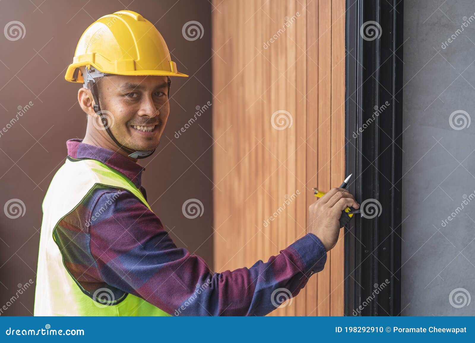 Home Inspection Consultancy. Inspector Checking Window Installation and ...