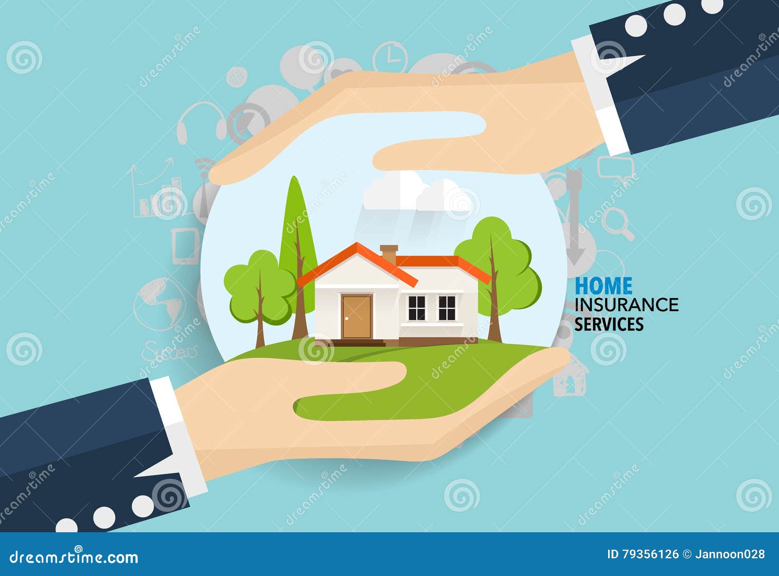 Home Insurance Business Service. Vector Illustration Concept of Stock ...