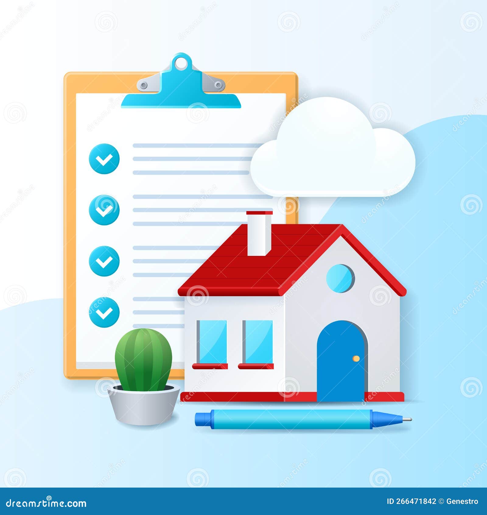 Home Insurance Concept in 3D Style Stock Illustration - Illustration of ...