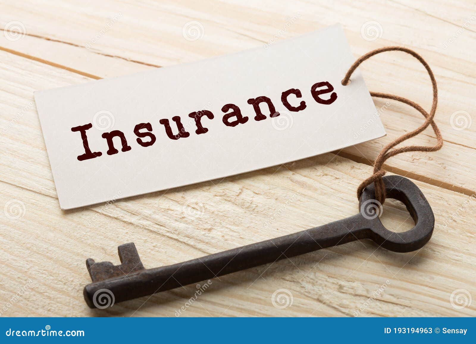 Home Insurance Concept - Old Key with Tag Stock Image - Image of wood ...