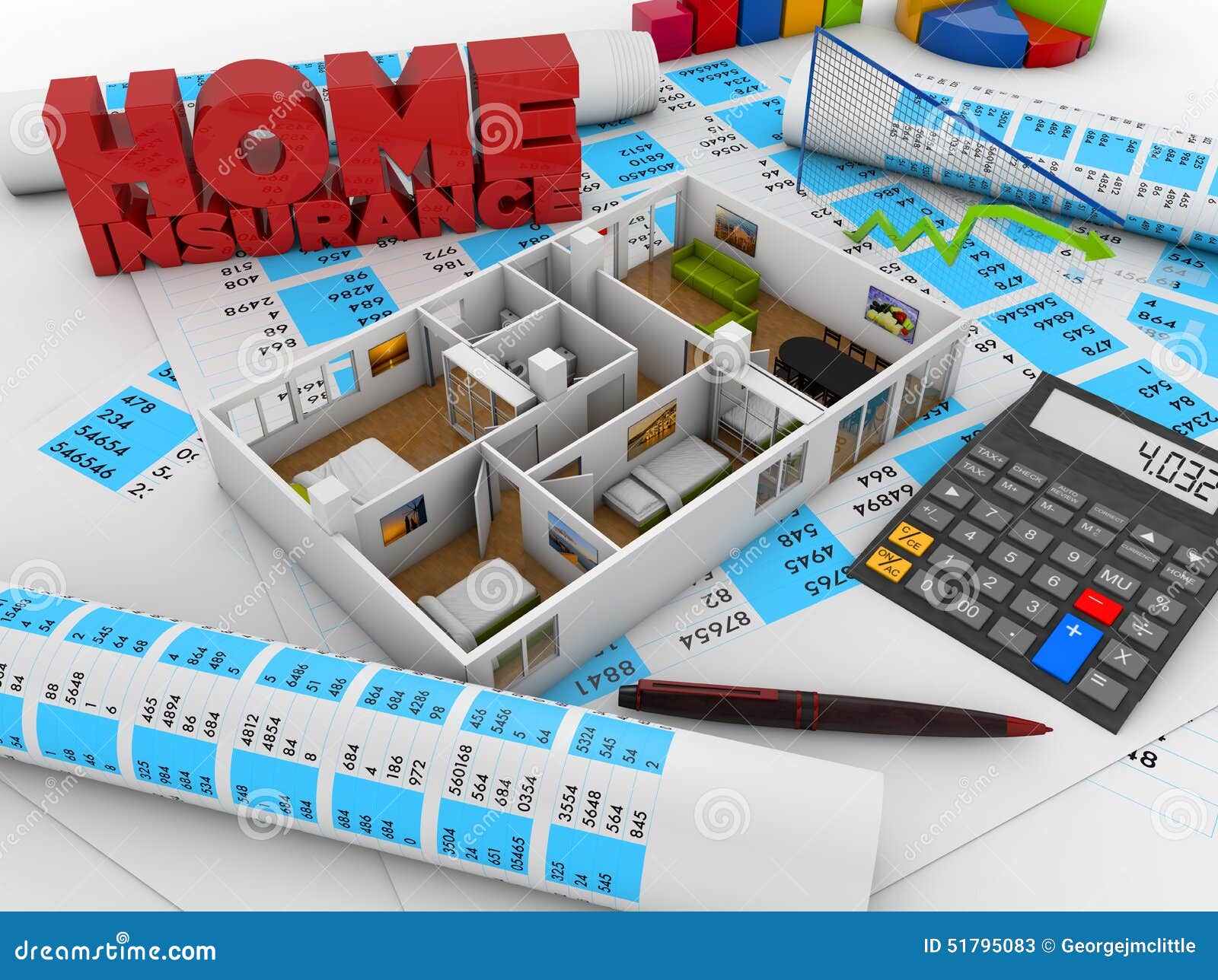 Home insurance stock illustration. Illustration of rooms - 51795083