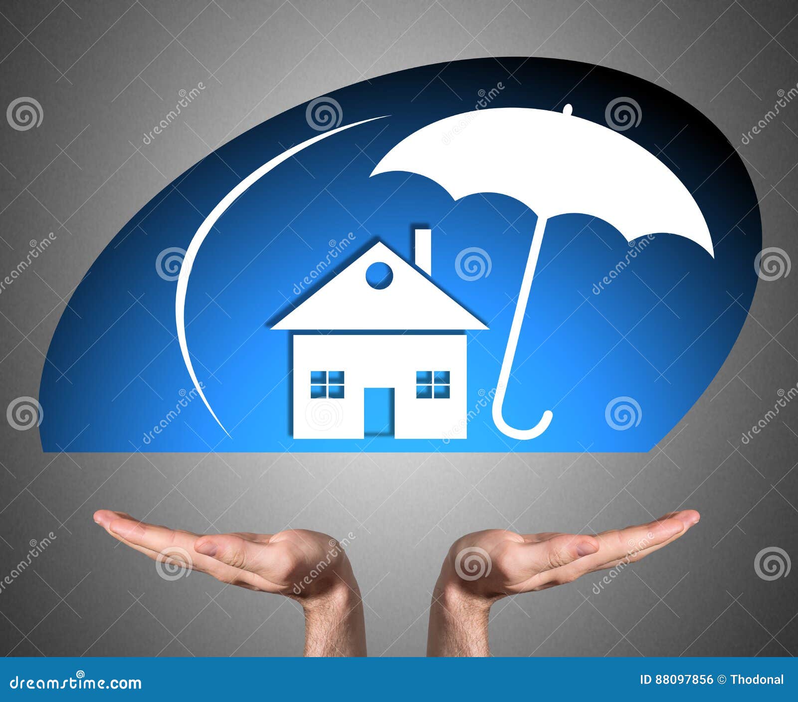 Home Insurance Concept Sustained by Open Hands Stock Illustration ...