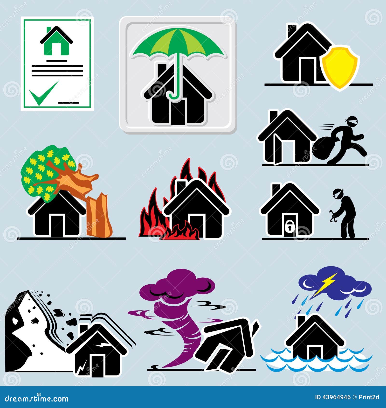 Home insurance icons stock vector. Illustration of explosion - 43964946