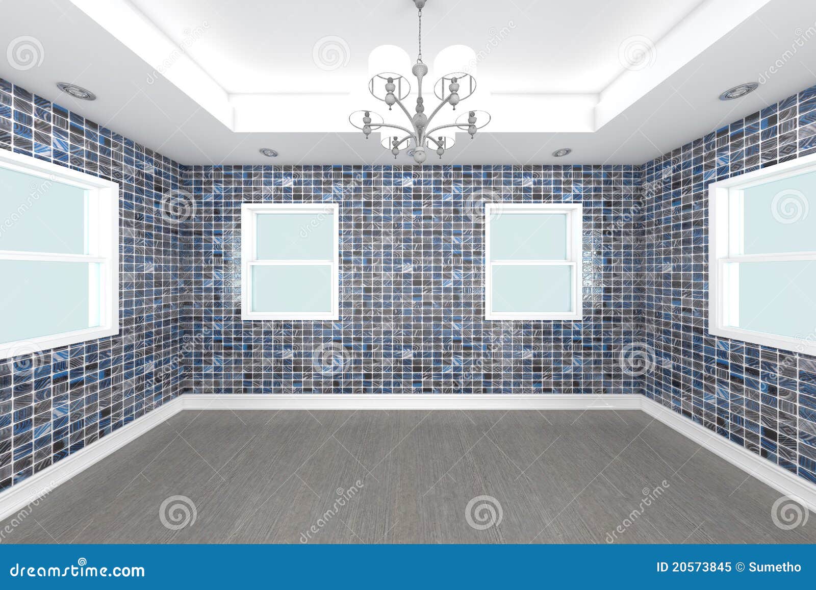 Home Interior 3D Rendering with Tile Wall Stock Illustration ...