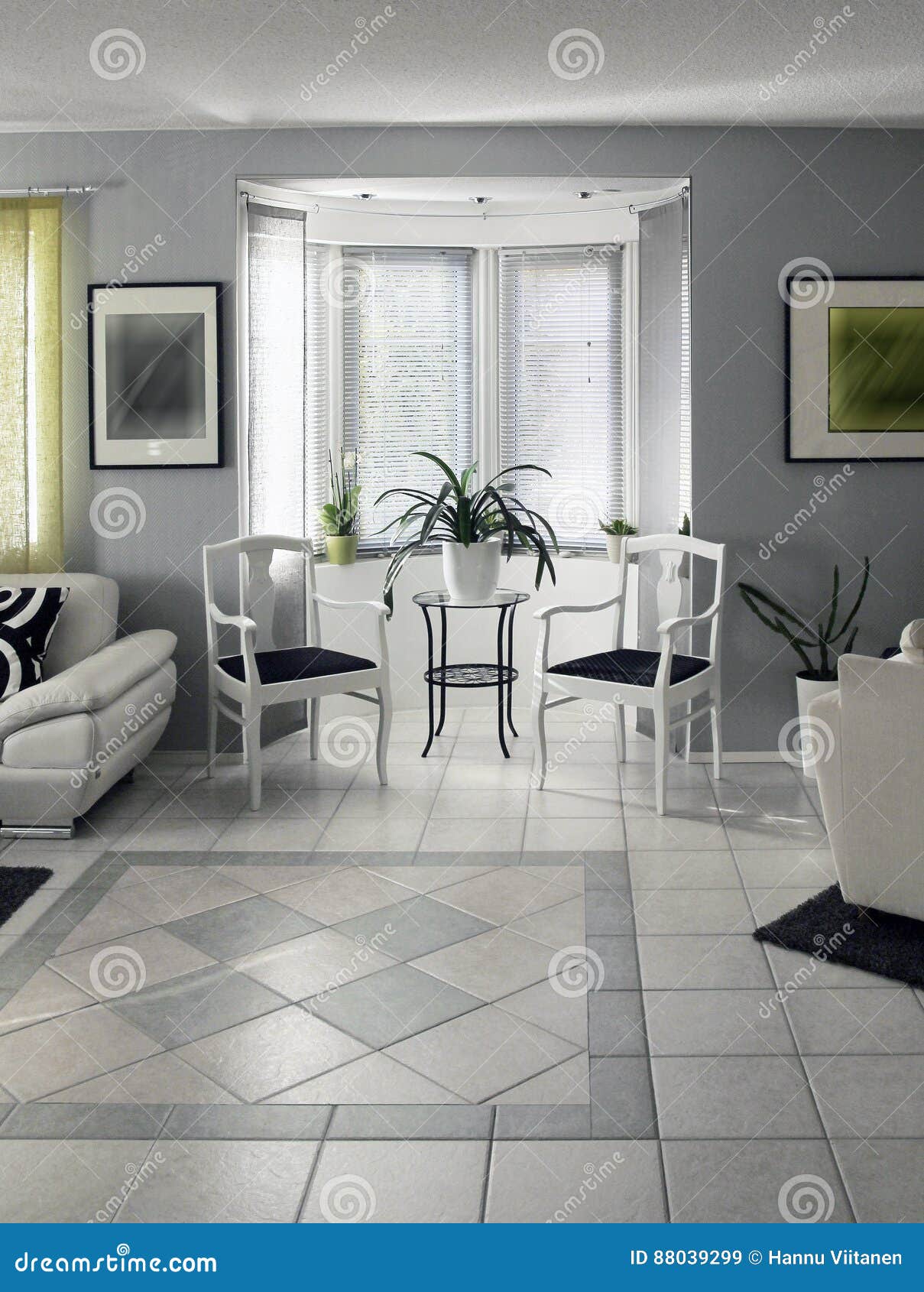 Home Interior with Bow Window Stock Image - Image of empty, bright ...