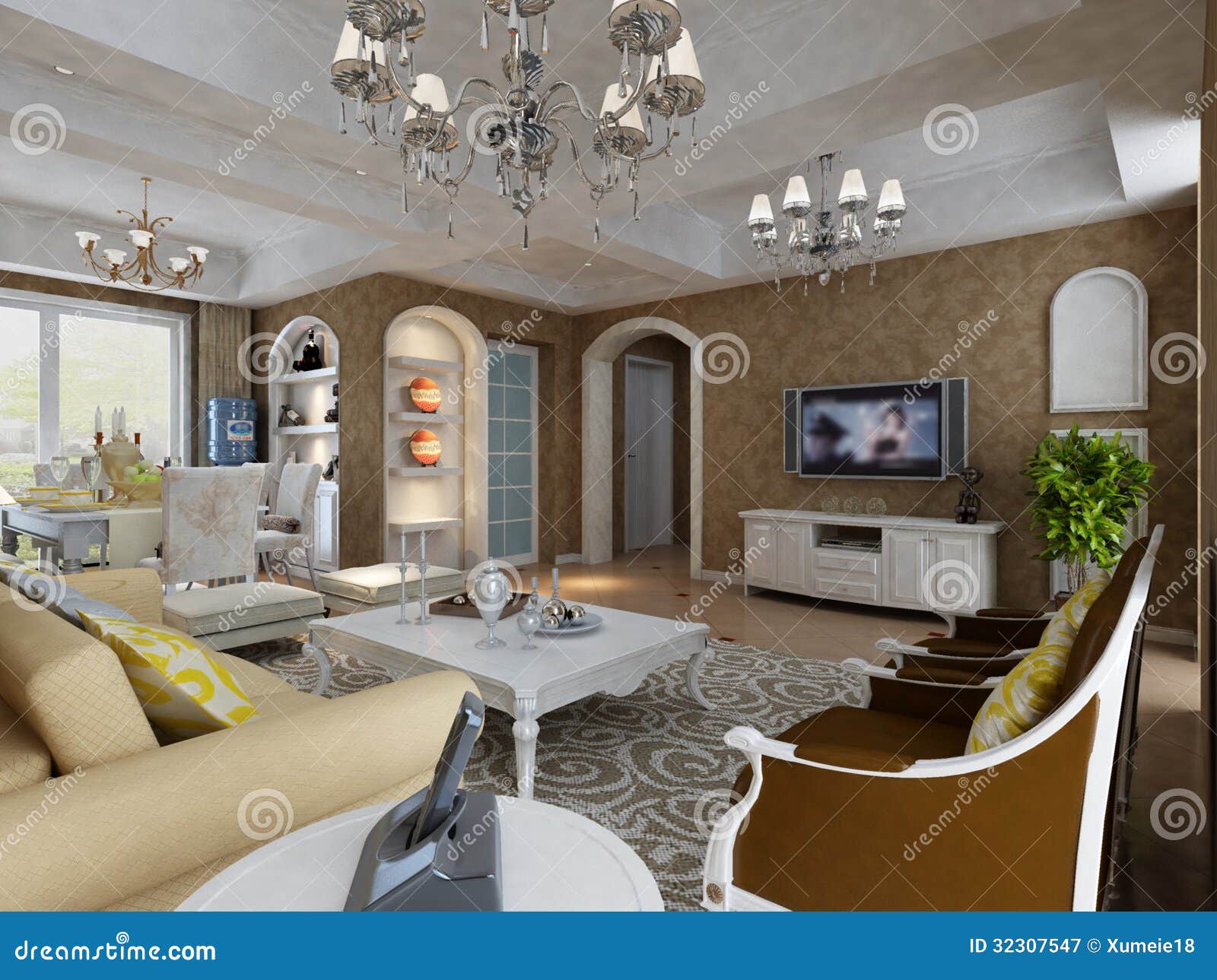 Home interior 3d rendering stock illustration. Illustration of ...