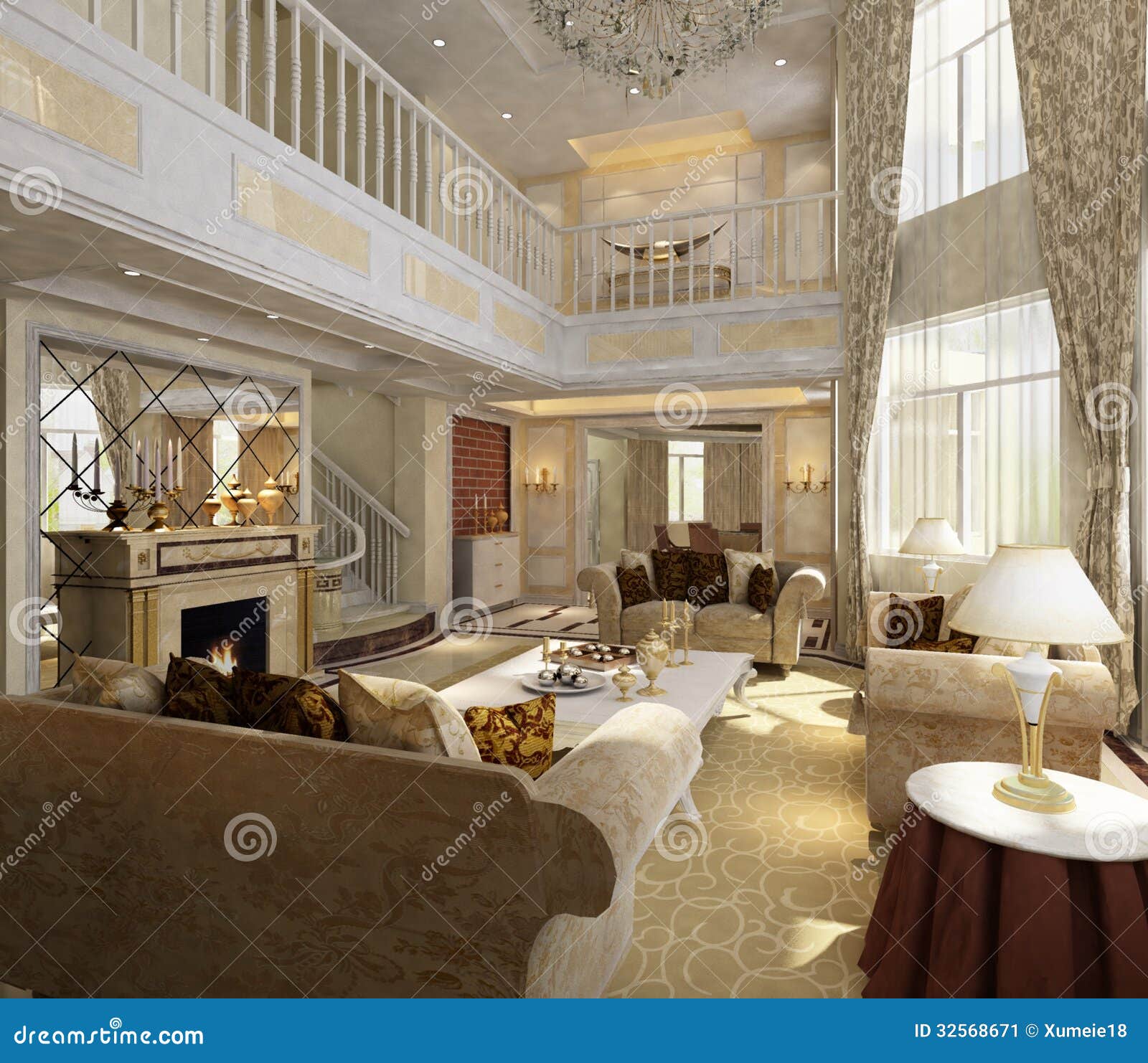 Home interior 3d rendering stock illustration. Illustration of ...