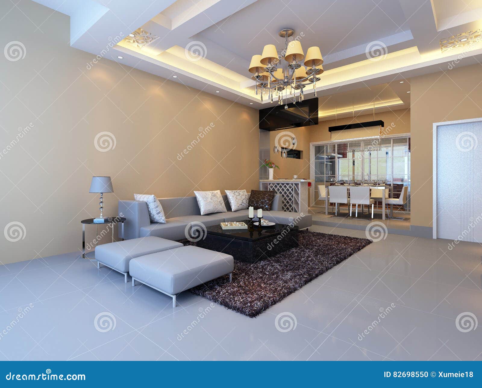 Home interior 3d rendering stock illustration. Illustration of ...