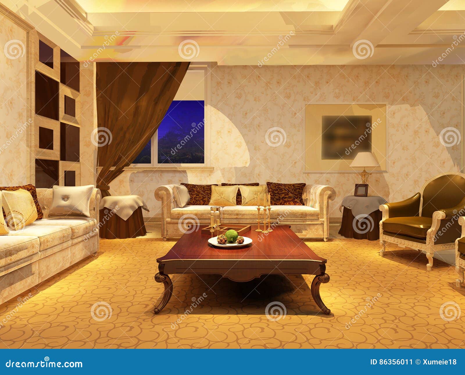 Home interior 3d rendering stock illustration. Illustration of home ...