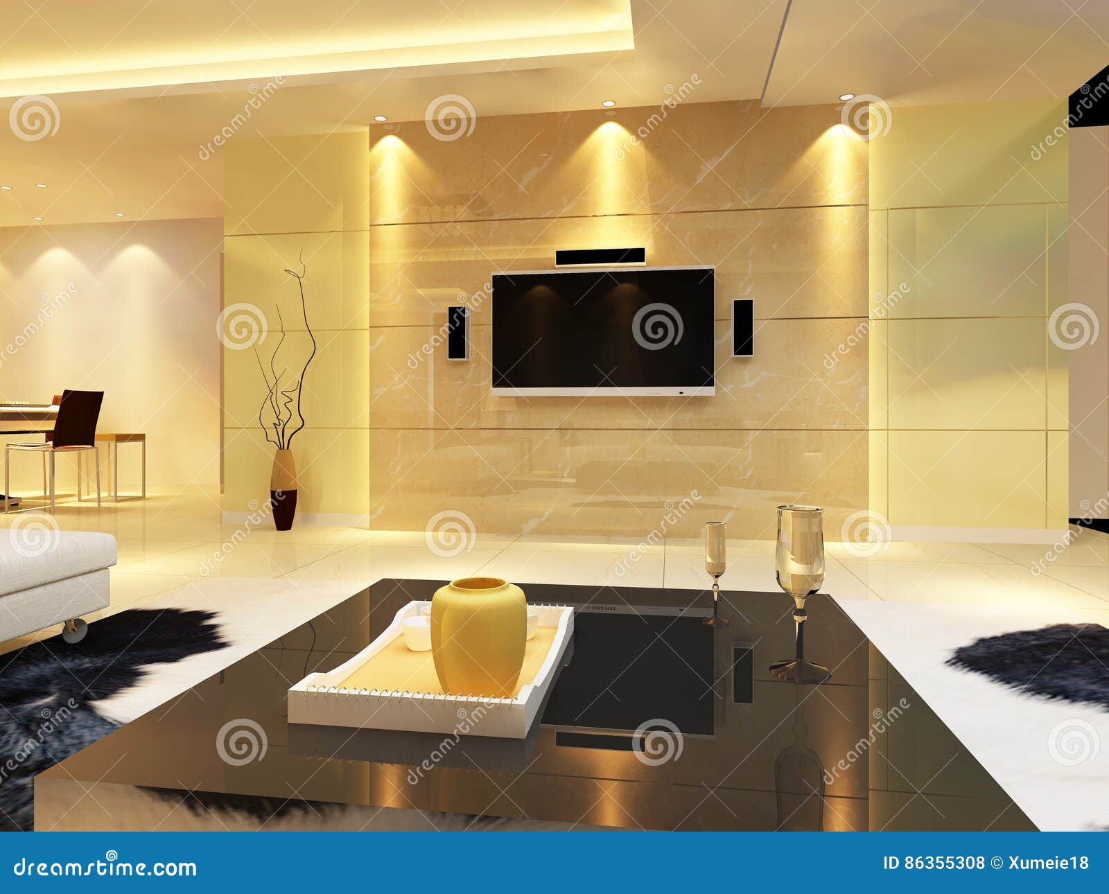 Home interior 3d rendering stock illustration. Illustration of ...