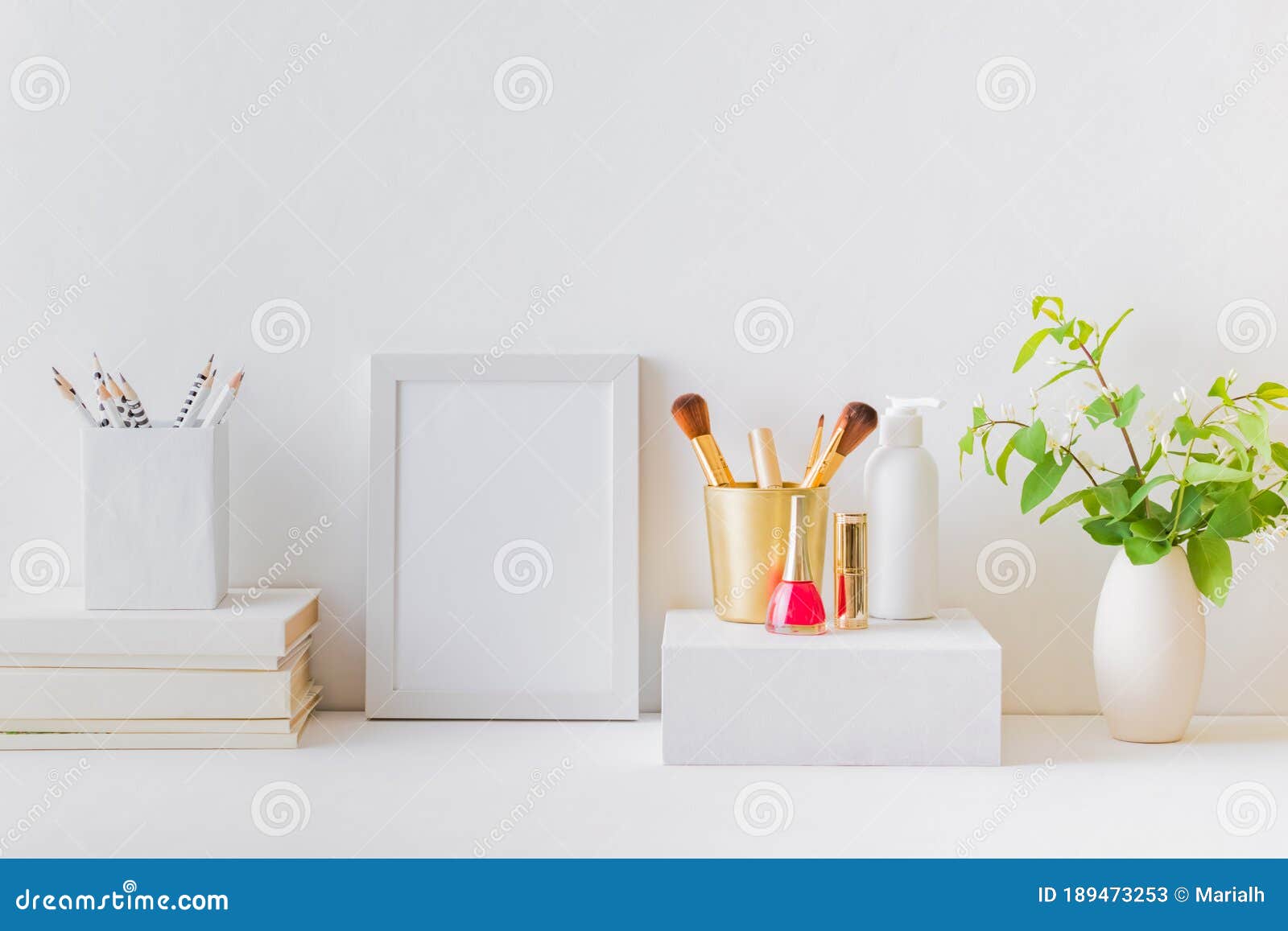Home Interior with Decor Elements Stock Image - Image of leaf, home ...