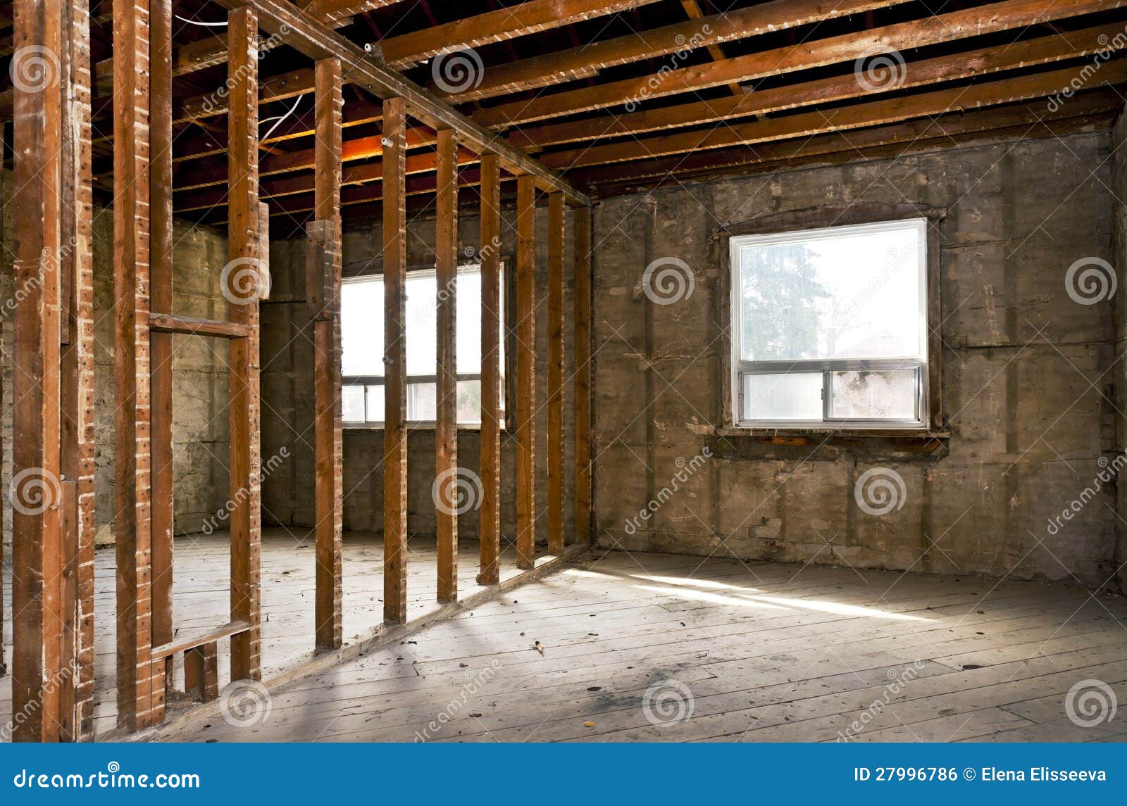 Home Interior Gutted for Renovation Stock Photo - Image of frame ...