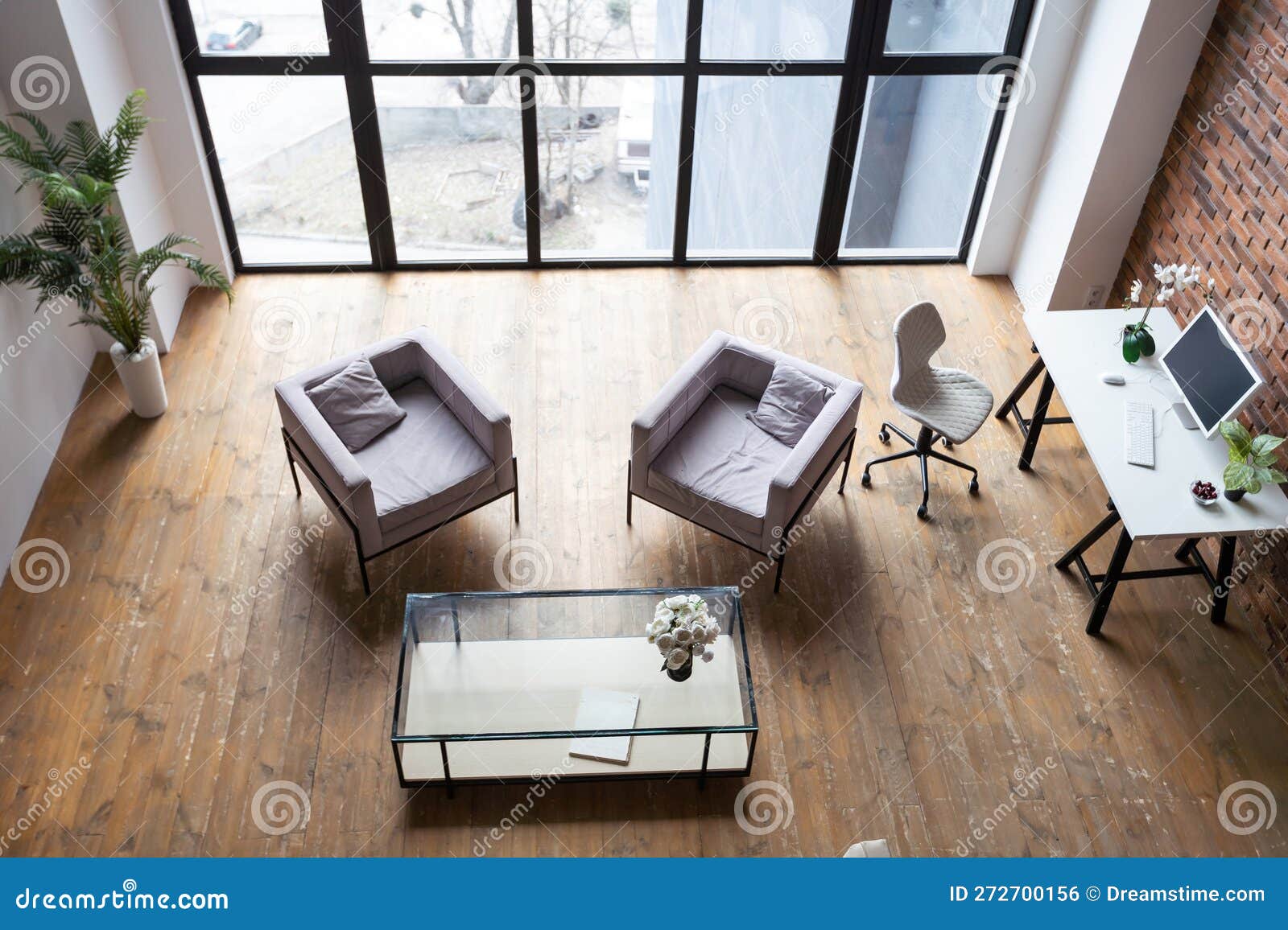 Home Interior of Living Room with a Panoramic Window. Stock Photo ...