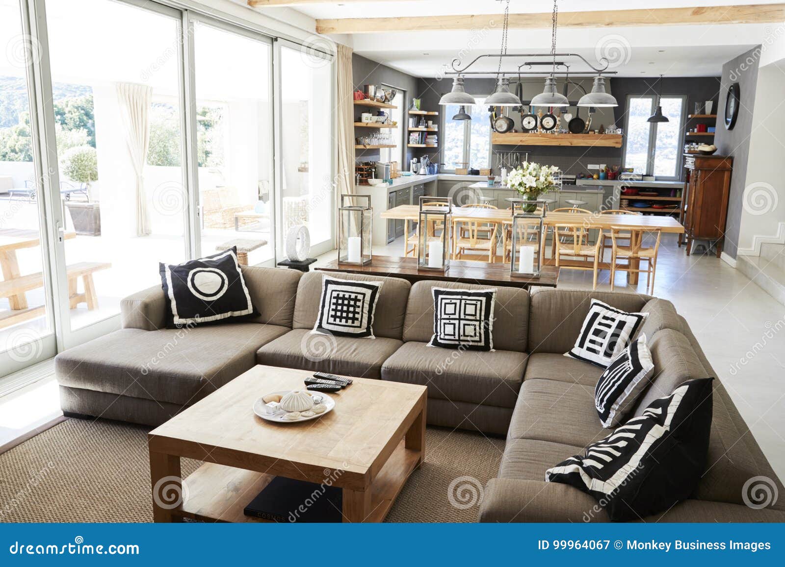 Home Interior with Open Plan Kitchen,Lounge and Dining Area Stock Image ... Home Interior with Open Plan Kitchen,Lounge and Dining Area Stock Image ...