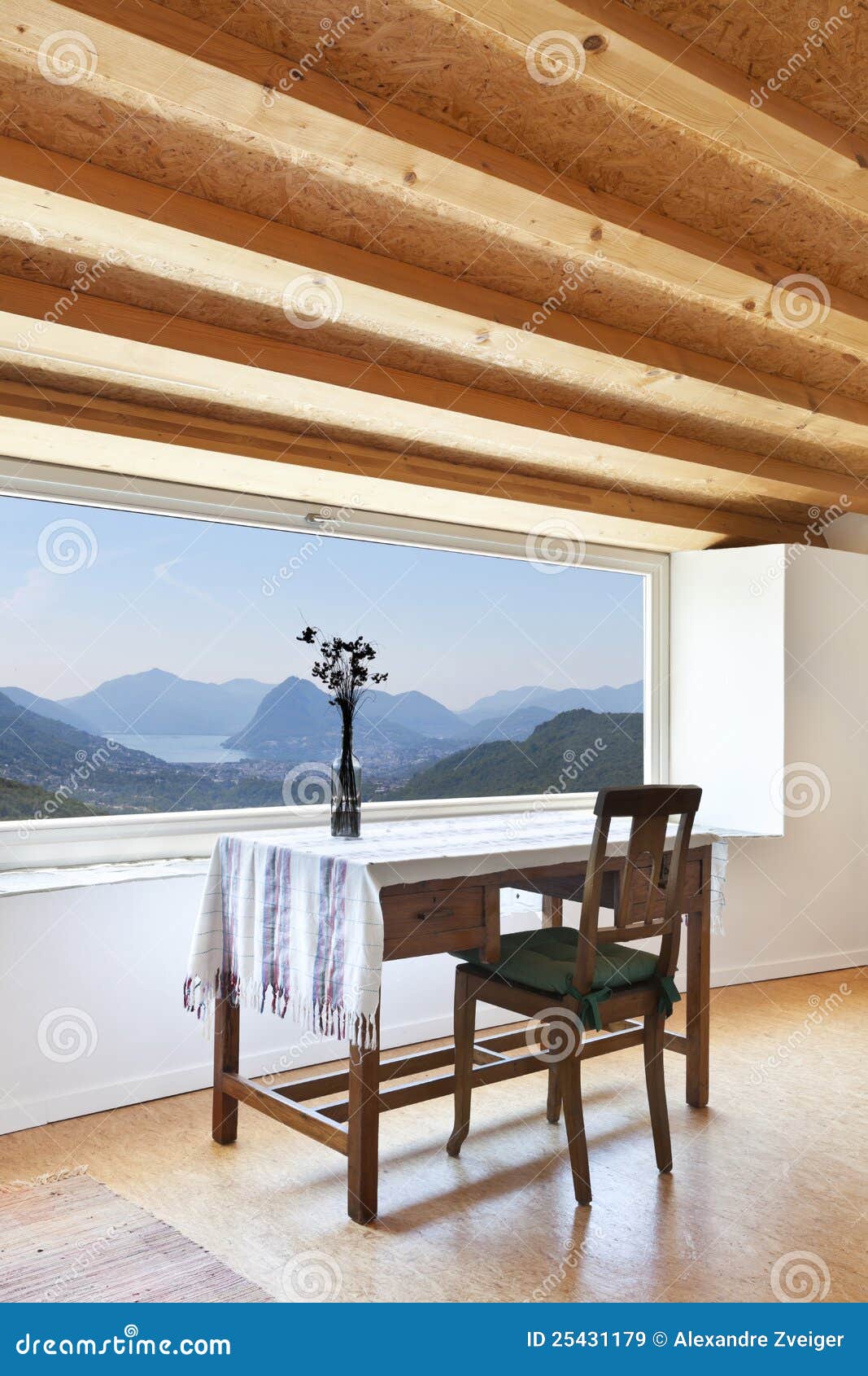 Home Interior, Picture Window Stock Image - Image of typical, table ...