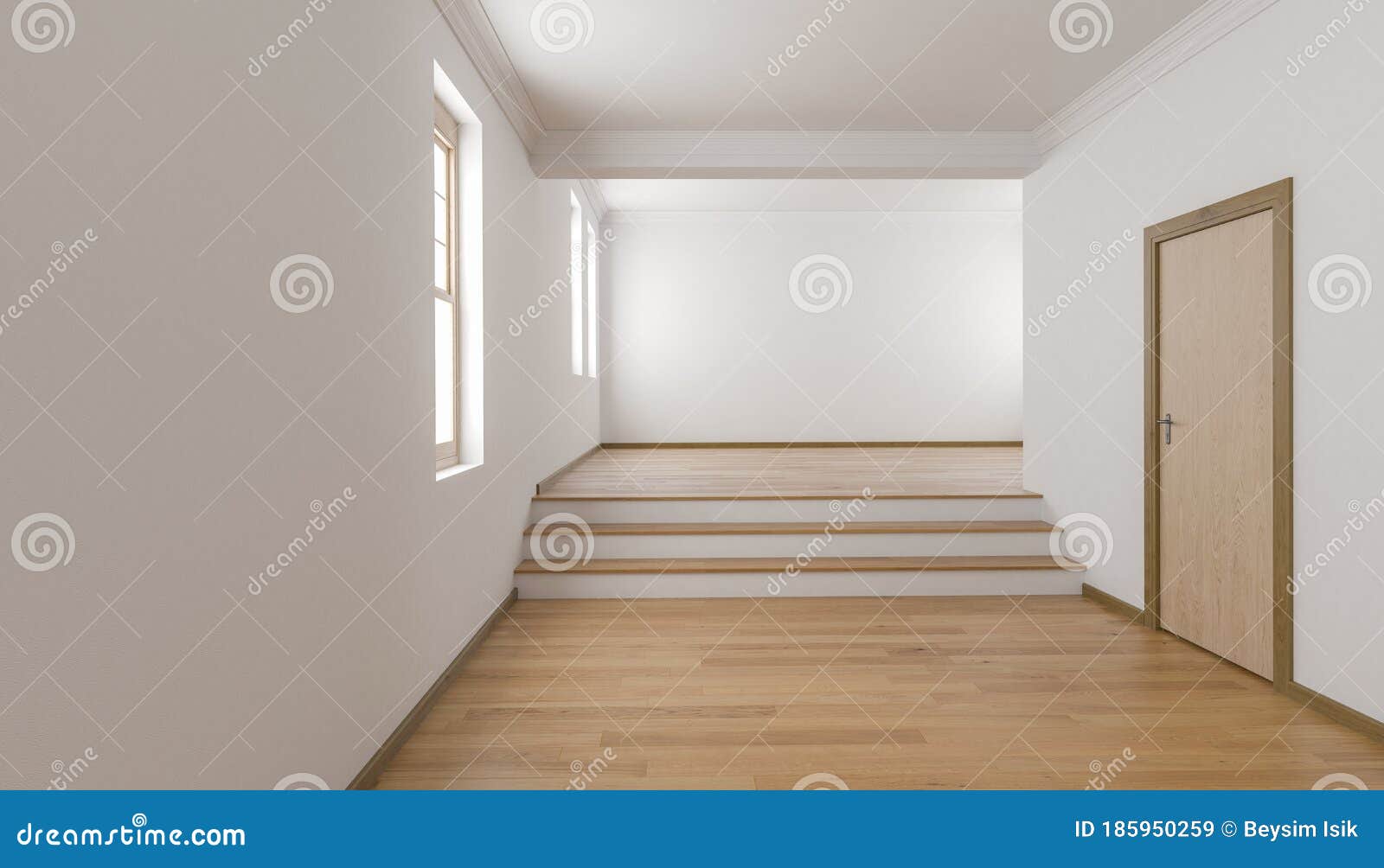 Home Interior with a Raised Floor and Steps Stock Illustration ...