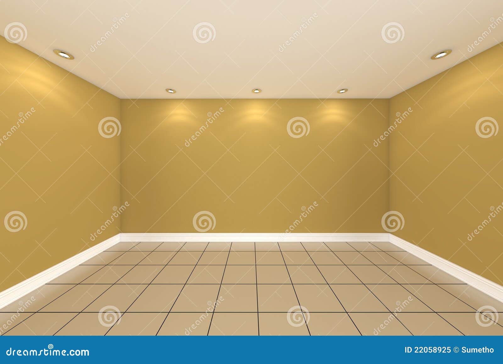 Home Interior Rendering with Empty Room Color Wall Stock Illustration ...