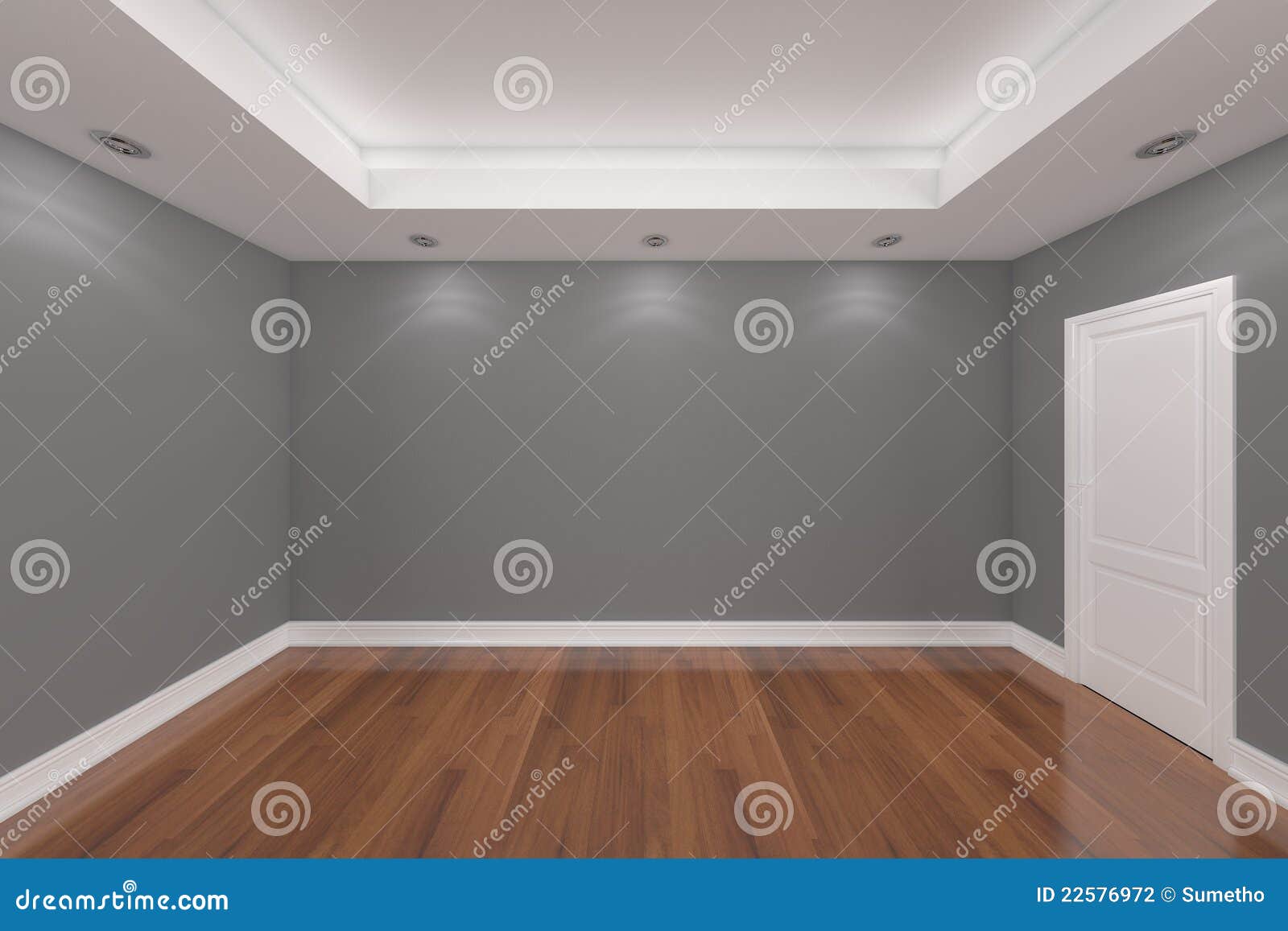 Home Interior Rendering with Empty Room Color Wall Stock Illustration ...