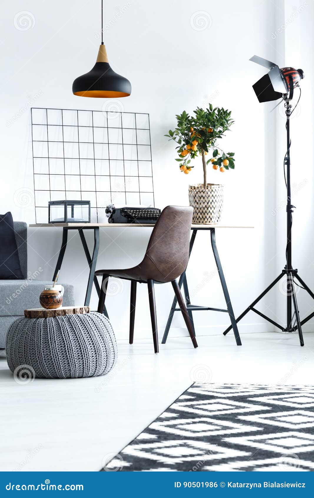 Home Interior with Simple Desk Stock Photo - Image of floor, lifestyle ...