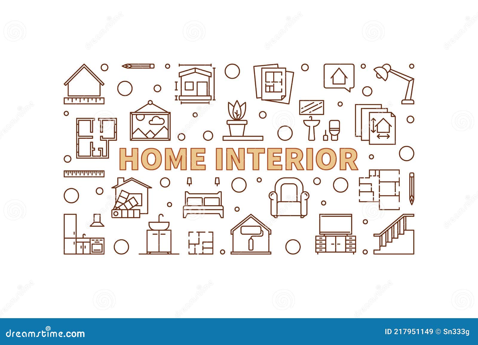Home Interior Vector Design Horizontal Line Illustration Stock Vector ...