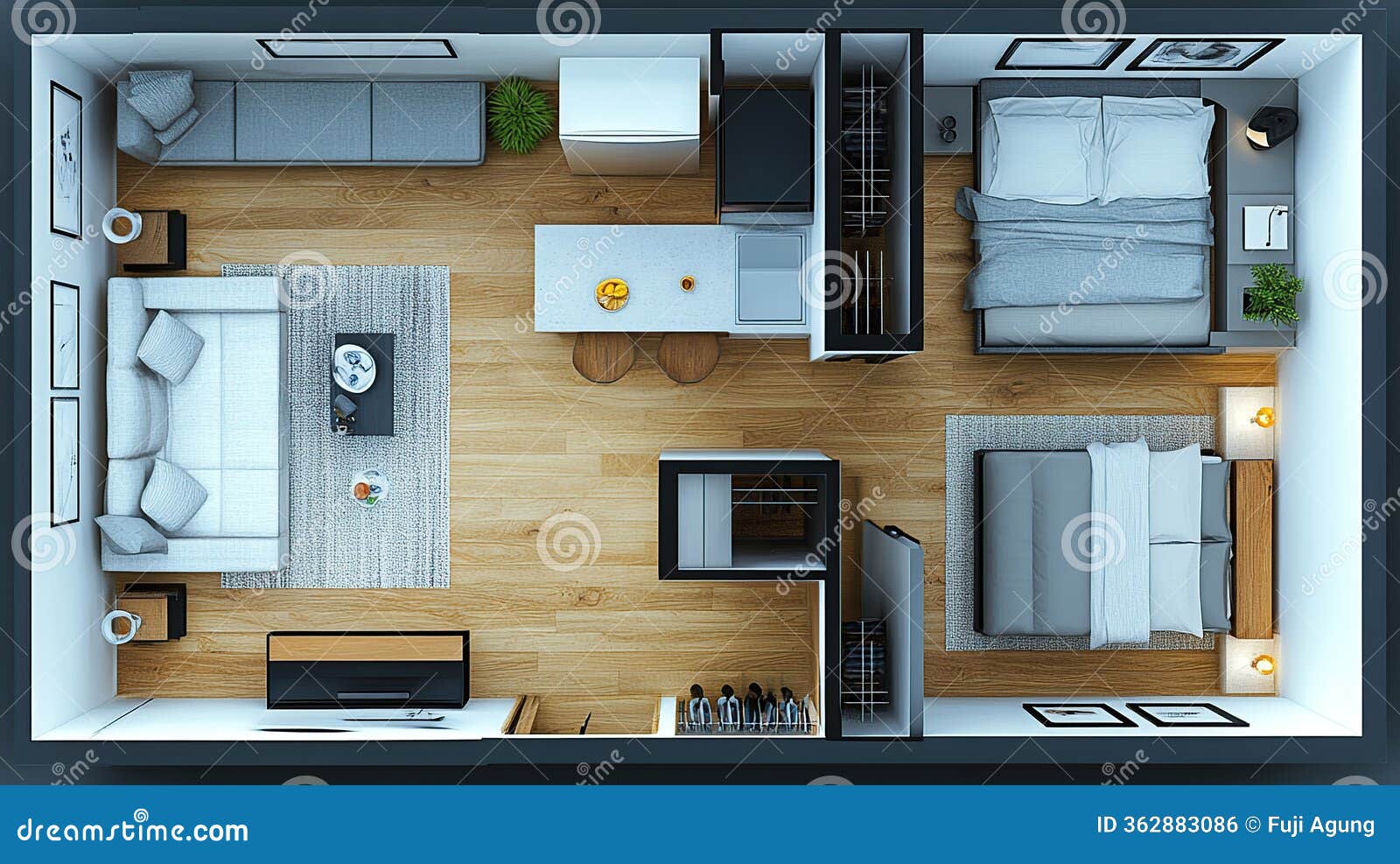 Layout Floor Plan Overhead Outlined Interior Design Top View ...