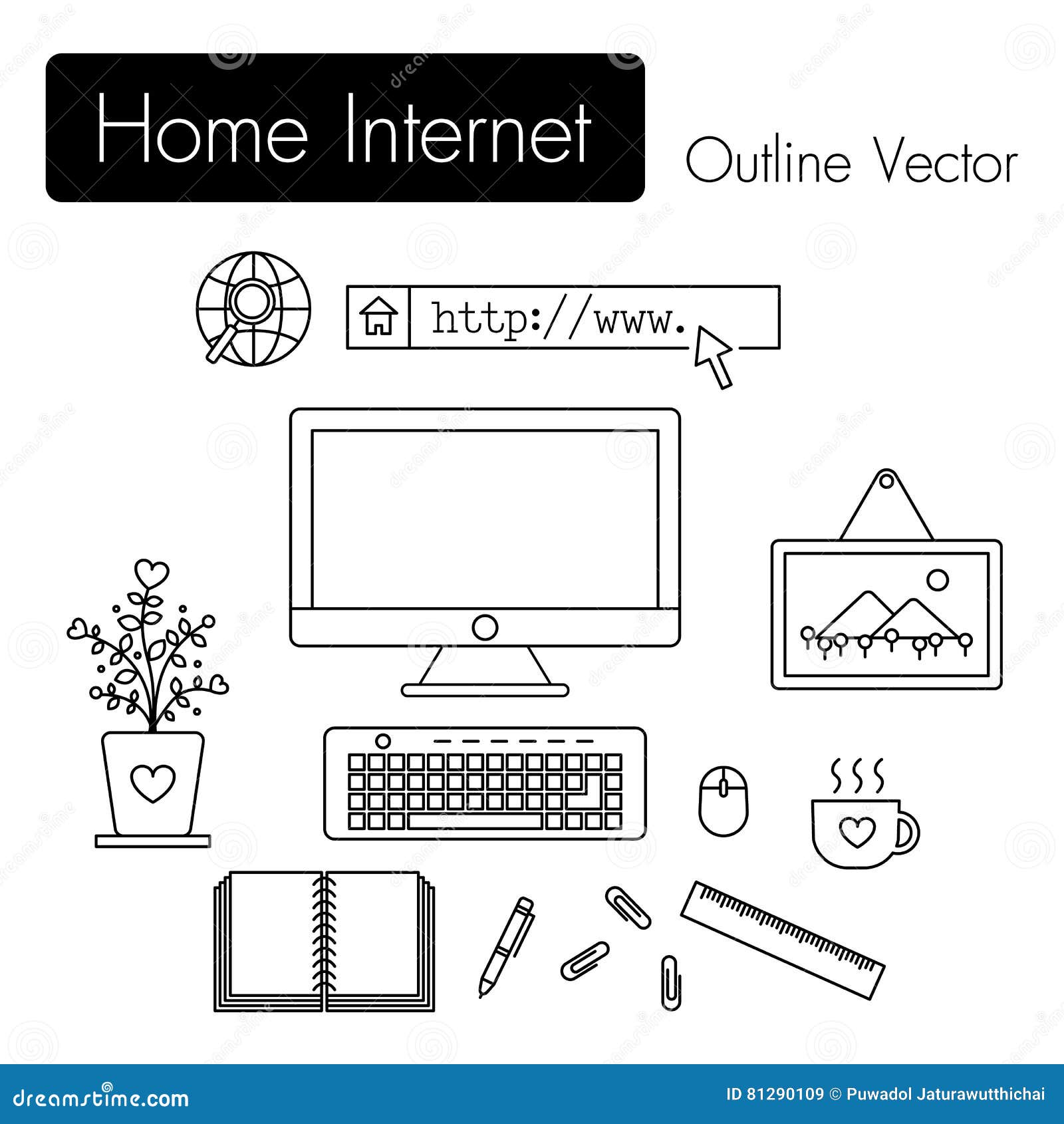 Home Internet . Computer and Modern Workspace and Equipment Stock ...