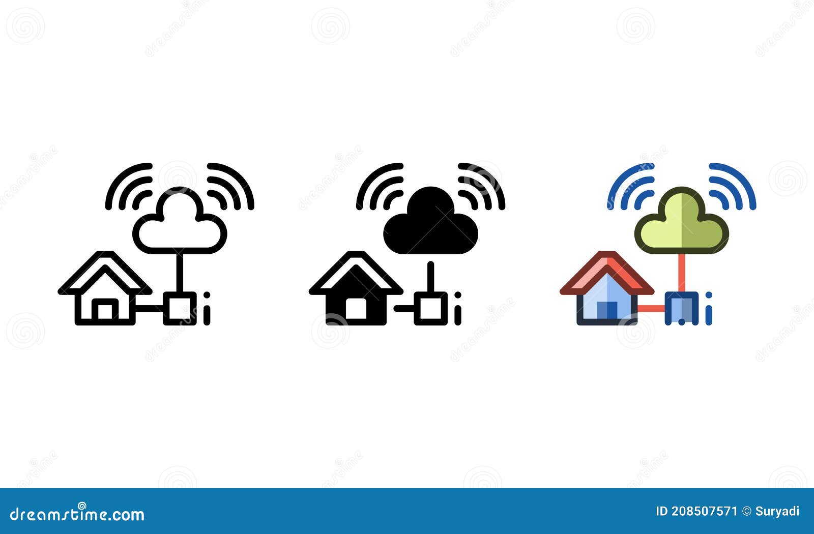 Home Internet Icon Represented by Home and Cloud Computing Technology ...