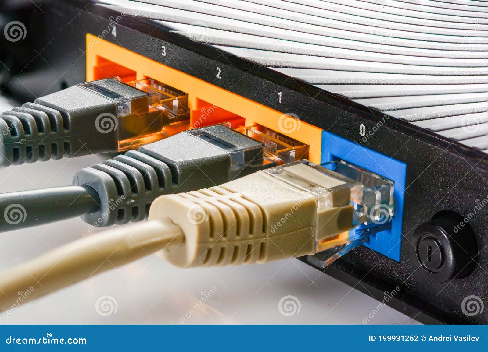 Home Internet Router with Three Cables with Rj-45 Connectors, Internet ...