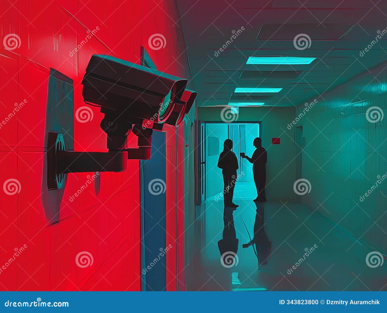 A Home Invader Sneaking through a Dark Hallway is Captured by Security ...