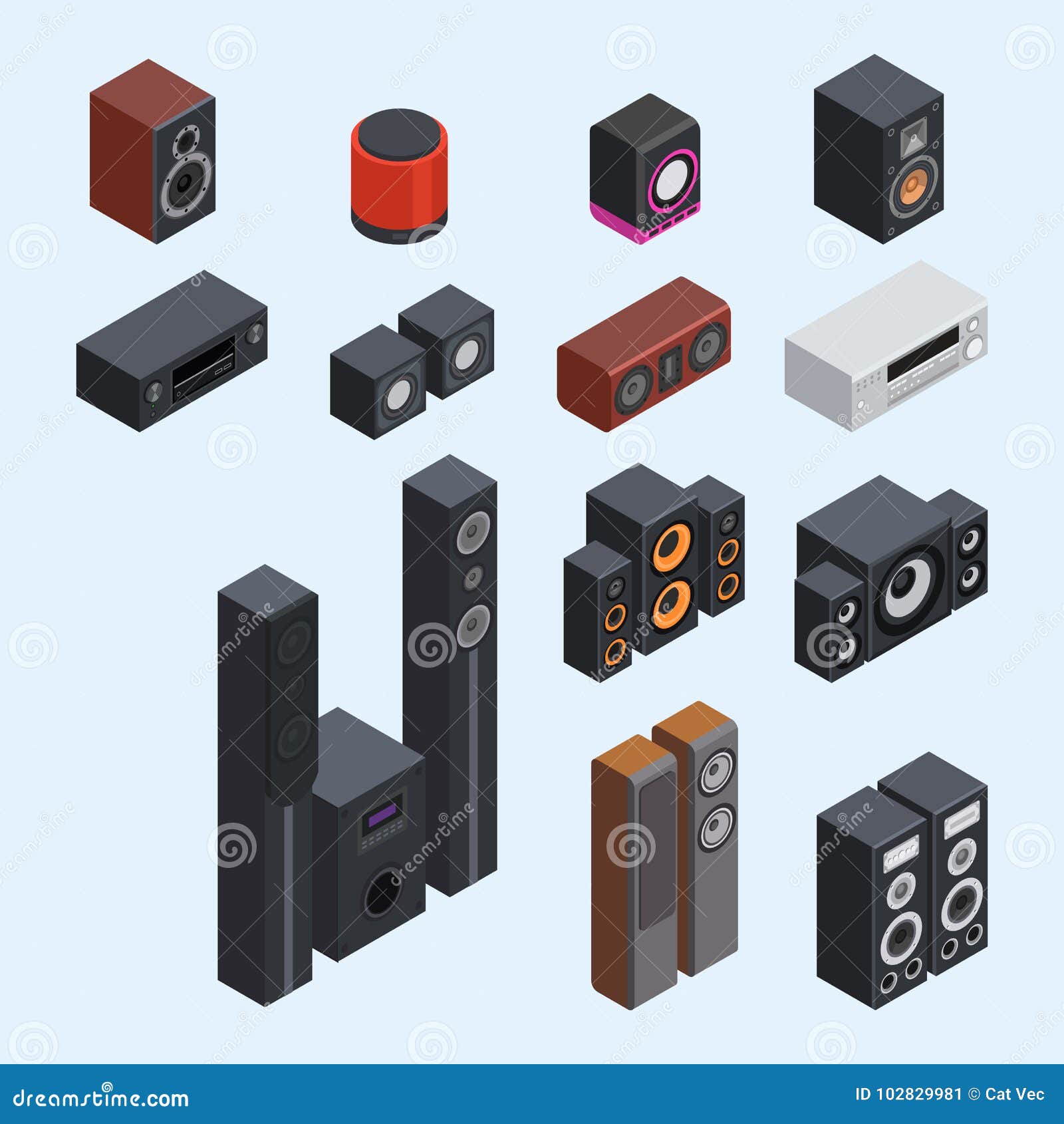Home Isometric Sound System Stereo Acoustic 3d Vector Music
