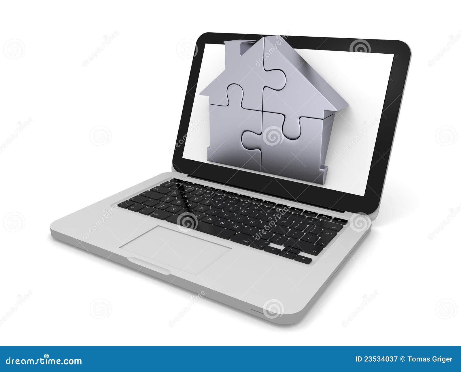 Home Jigsaw on Laptop Screen Stock Illustration - Illustration of ...
