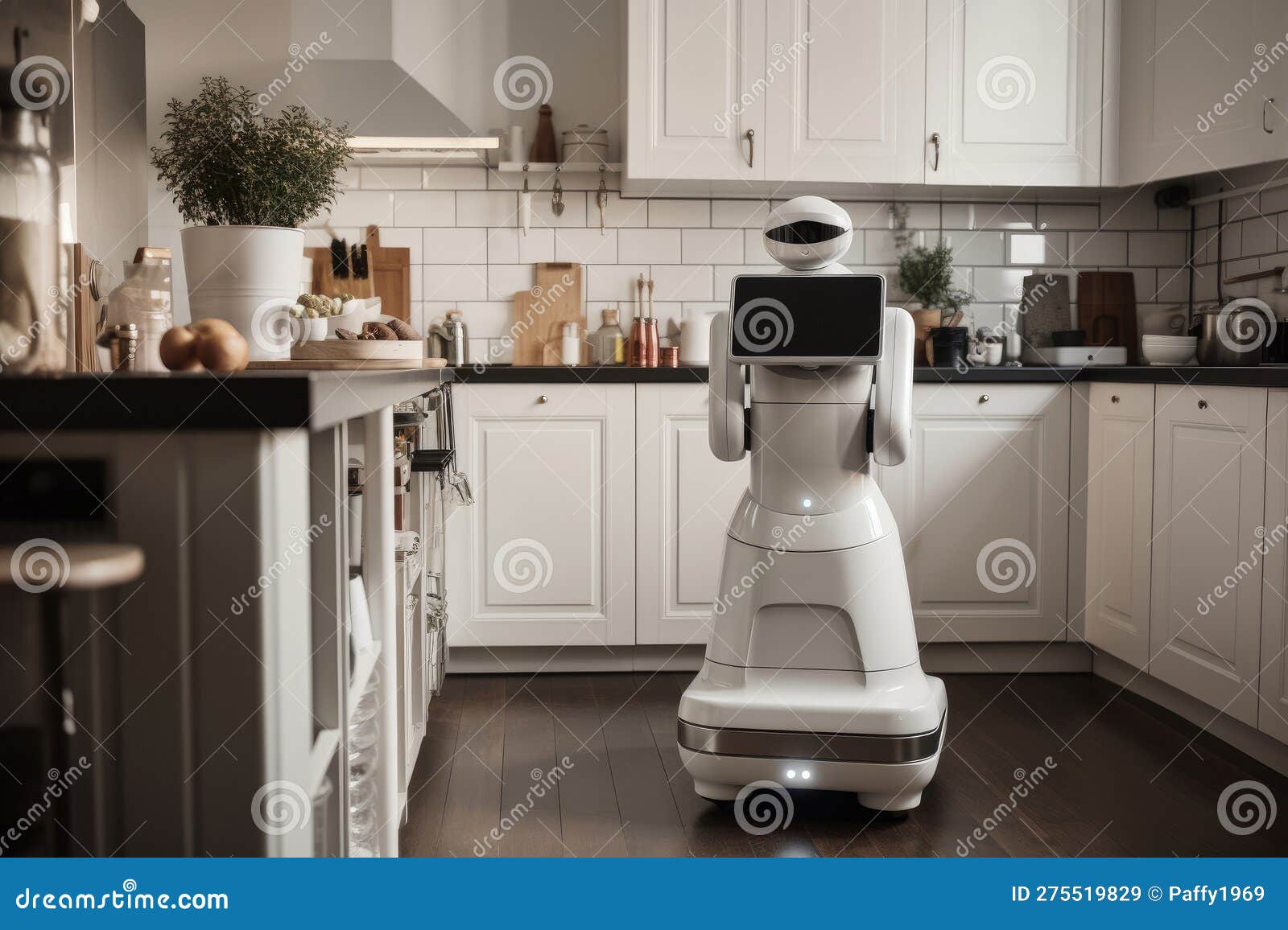 Home Kitchen Droid Helper, Online Ordering. Full Body Futuristic White ...