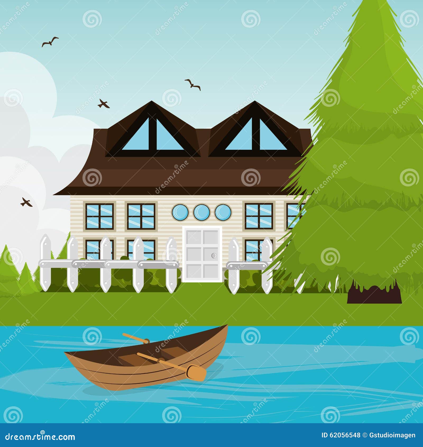 Home Landscape Cartoon Graphic Stock Vector - Illustration of natural ...