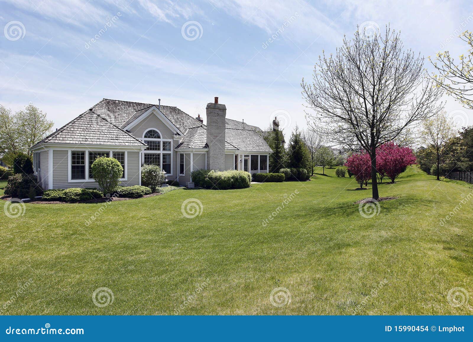Home with large back yard stock photo. Image of brick - 15990454